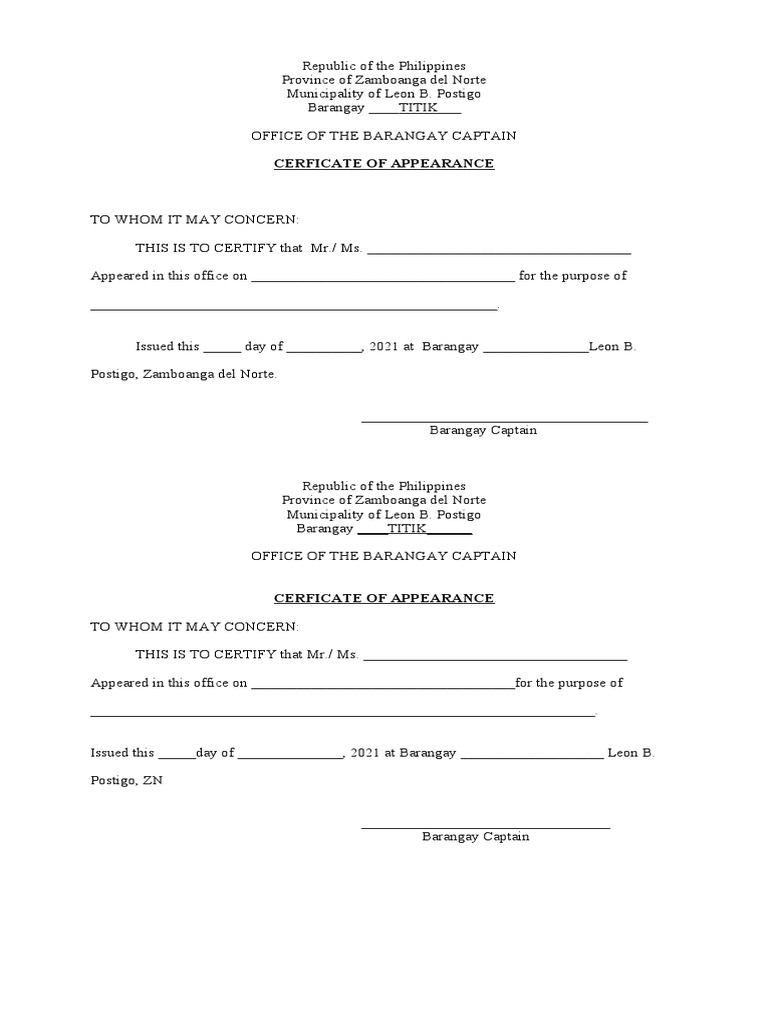Certificate of Appearance | PDF