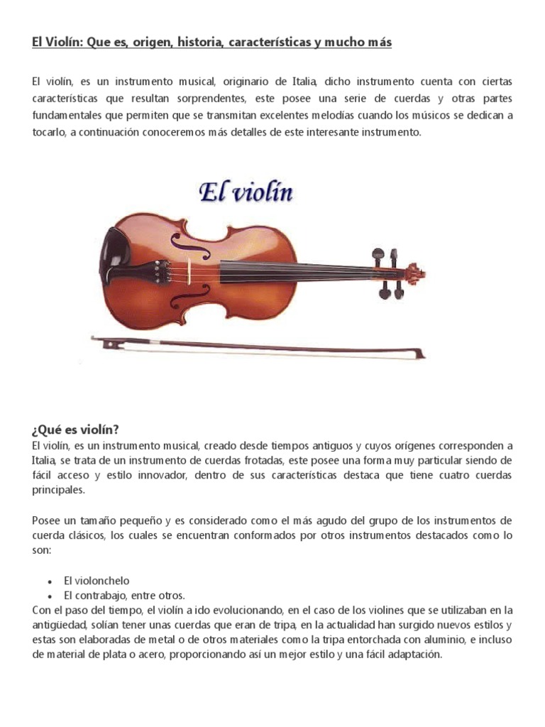 Historia y características del violín | PDF | Violín | Guitarras