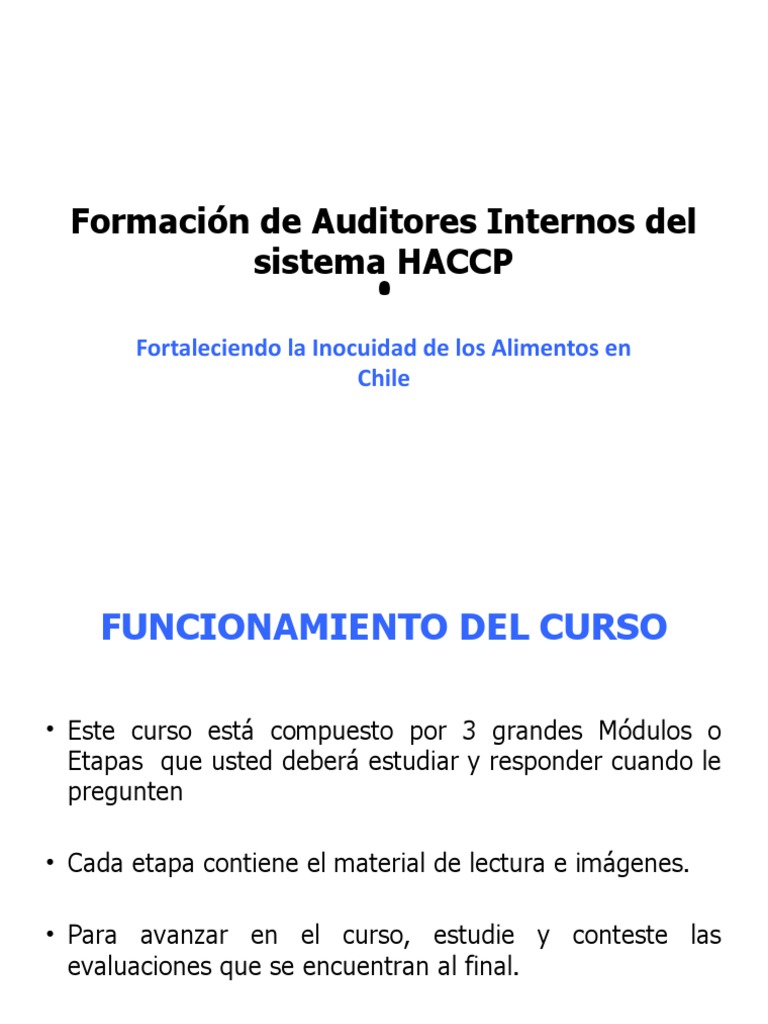 Formación de Auditores Internos Del Sistema HACCP | PDF | Análisis de Riesgo y Puntos Críticos ...