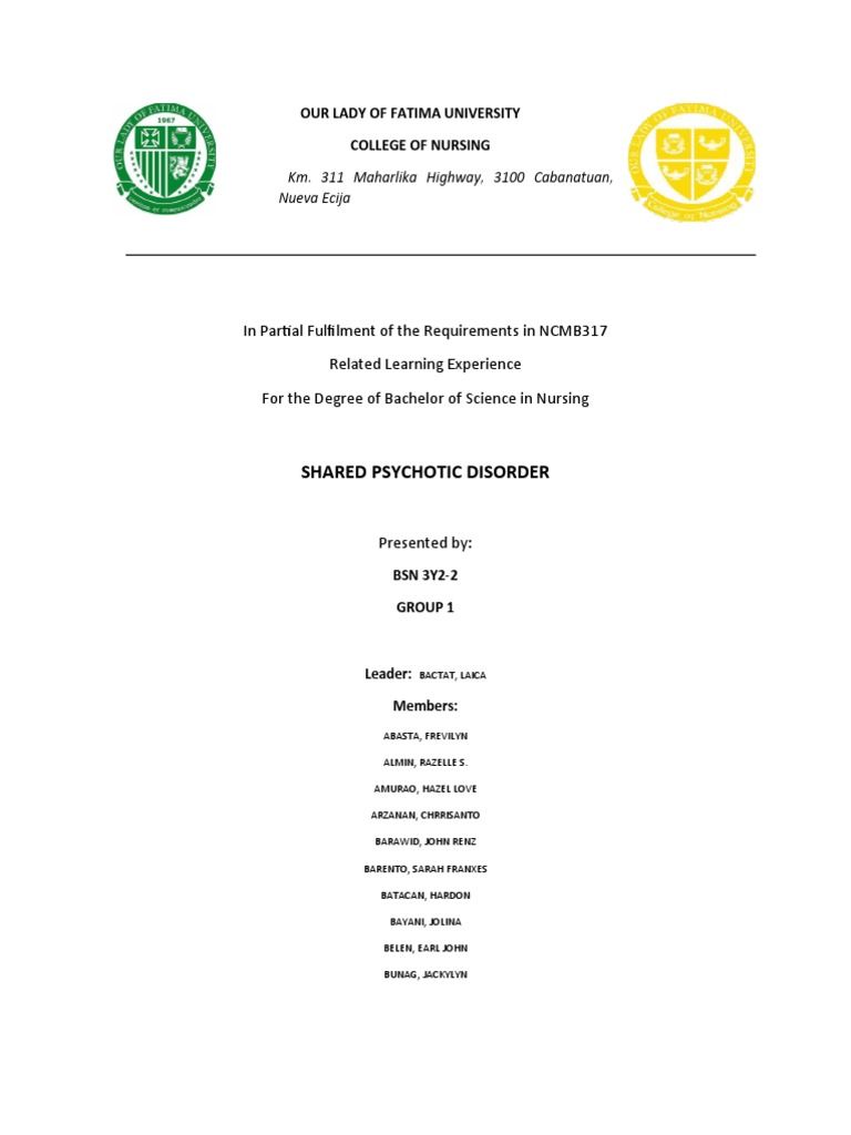 NCMB317: Shared Psychotic Disorder | PDF | Mental Disorder | Psychosis