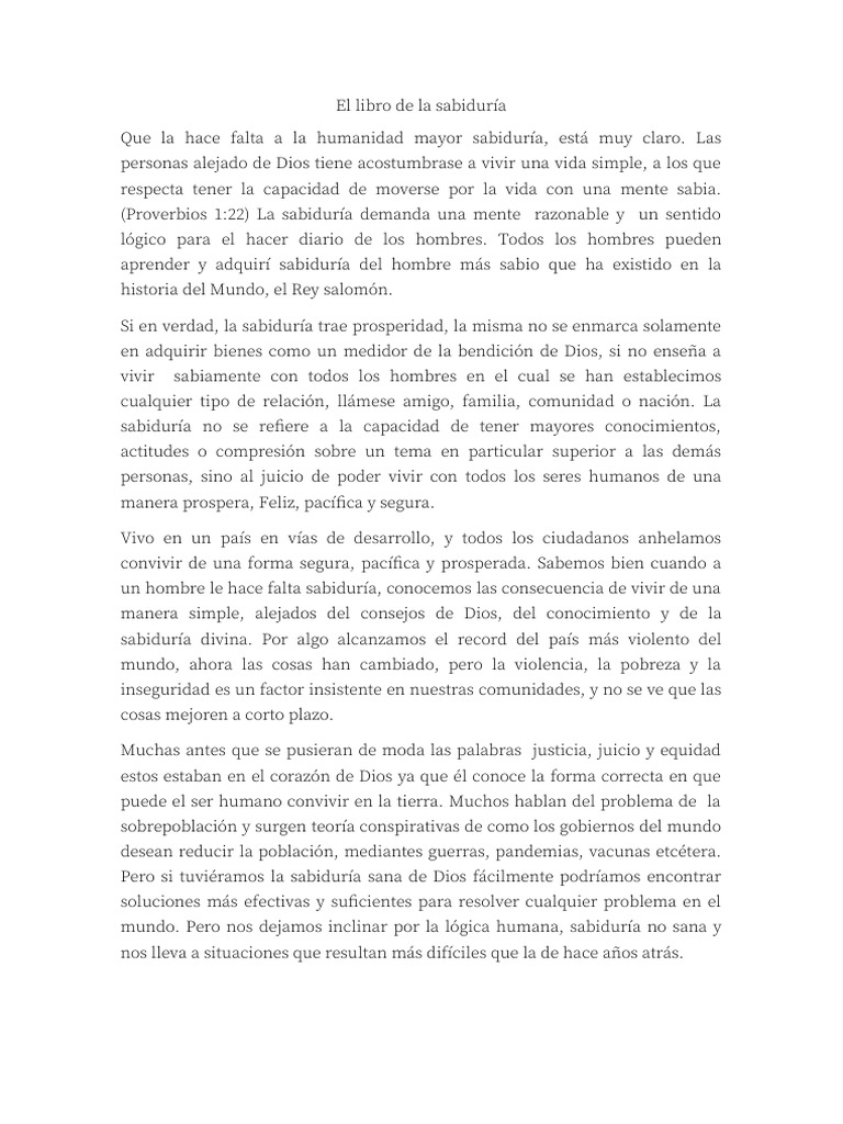 El Libro de La Sabiduría#1 | PDF