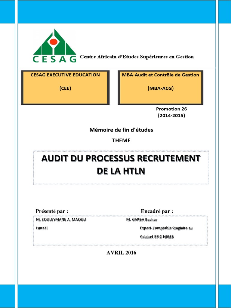 Audit Du Processus Recrutement | PDF | Recrutement | Gestion des ressources humaines