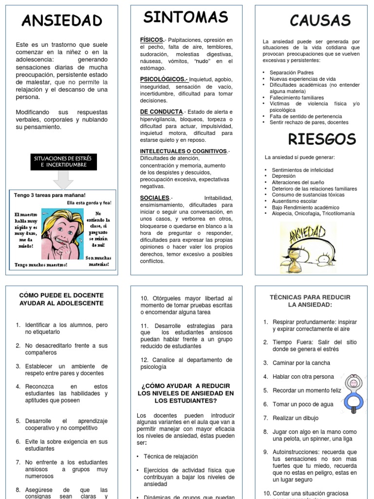 Triptico 6 La Ansiedad | PDF | Ansiedad | Depresión (estado de ánimo)