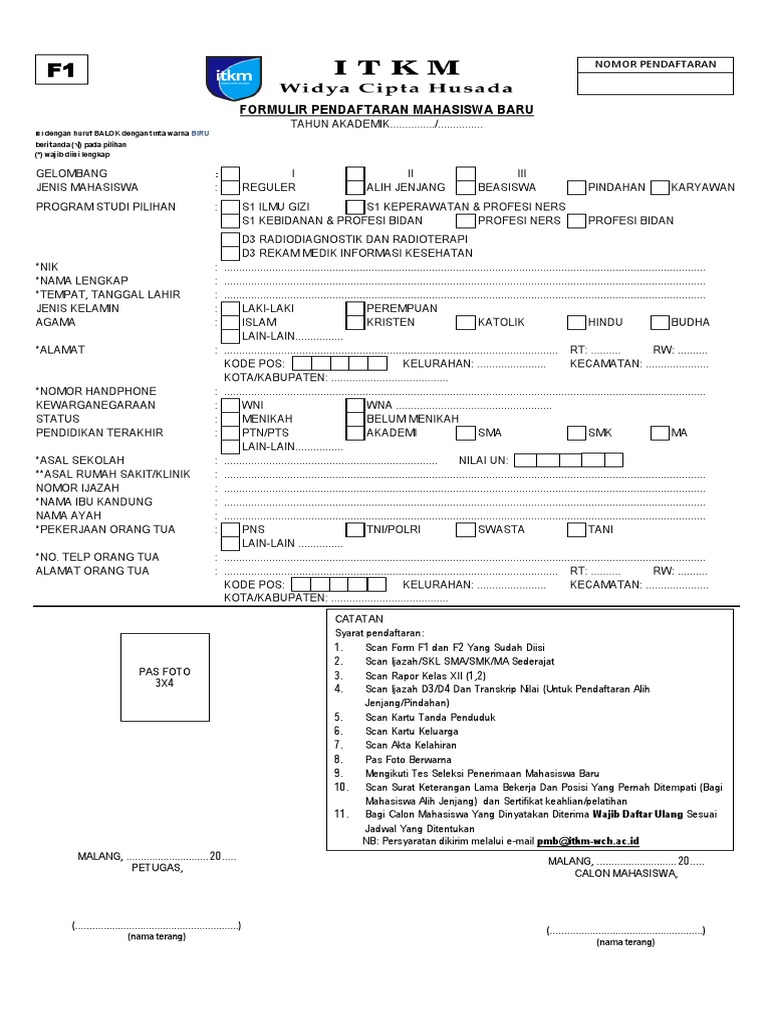 FORM F1 PENDAFTARAN Online | PDF