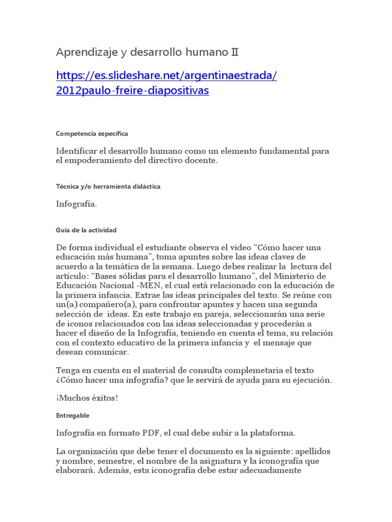 Aprendizaje y Desarrollo Humano II. Semana 3docx | PDF | Aprendizaje | Infografia