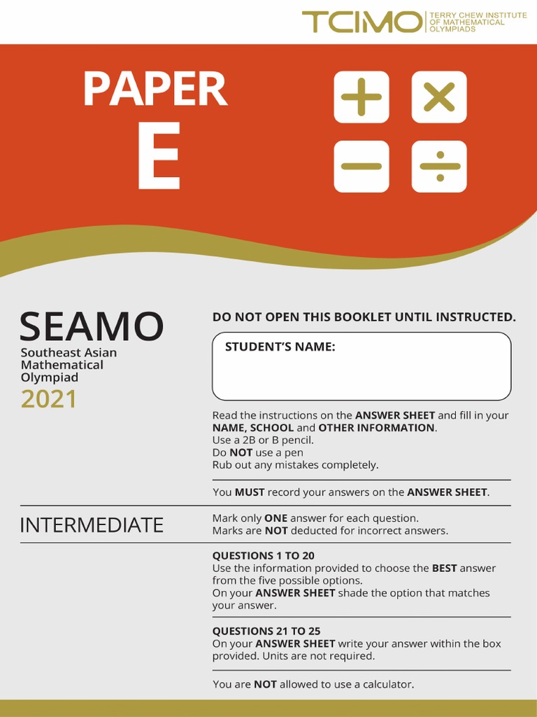 Seamo Paper - E - 2021 | PDF | Triangle | Mathematics