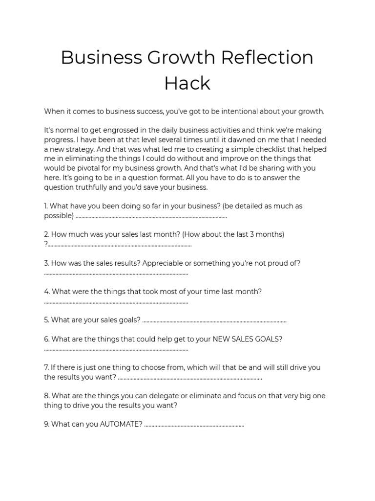 Business Growth Reflection | PDF