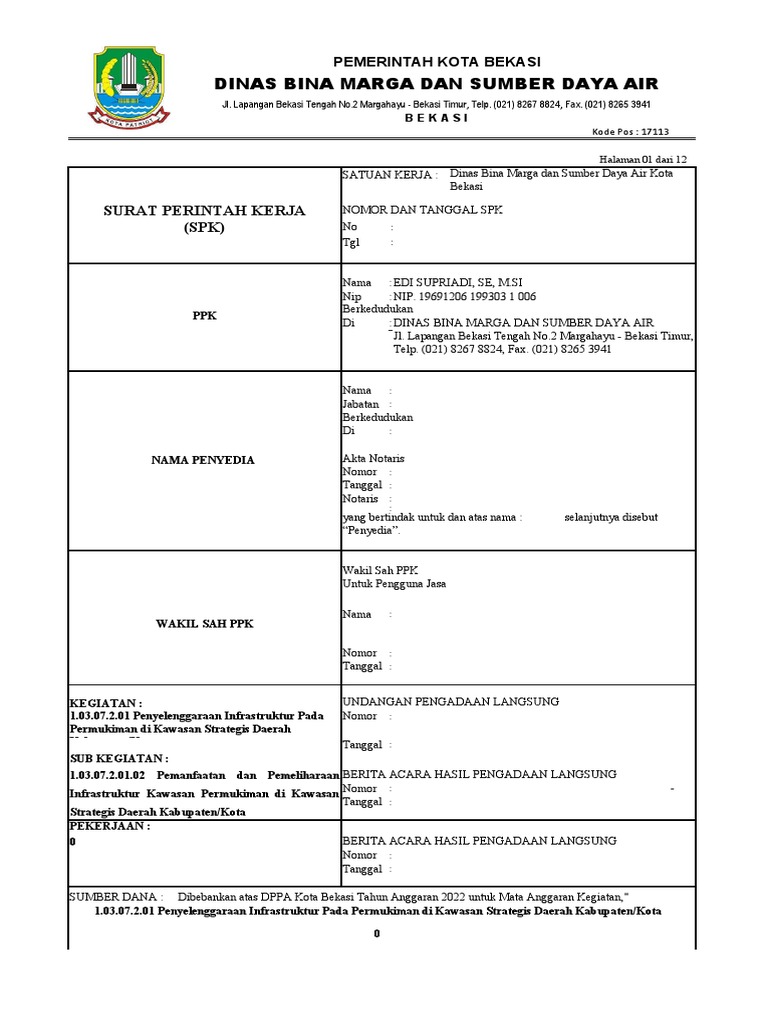 Rancangan Kontrak (Contoh) | PDF