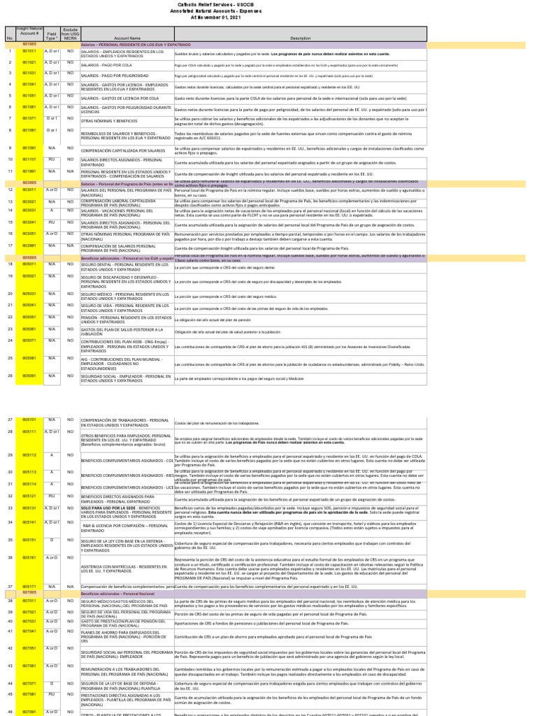 Chart of Accounts - Aug 2022 Version - Spanish | PDF | Salario | Pensión