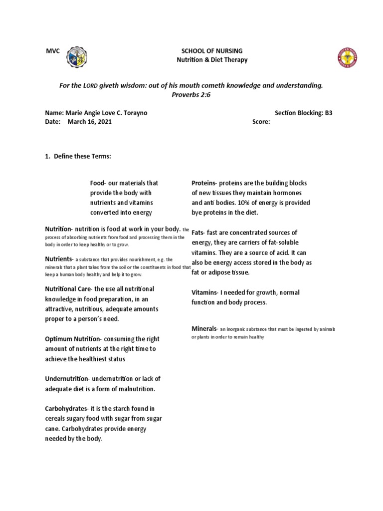 Nutrition Assignment | PDF | Nutrition | Diet & Nutrition