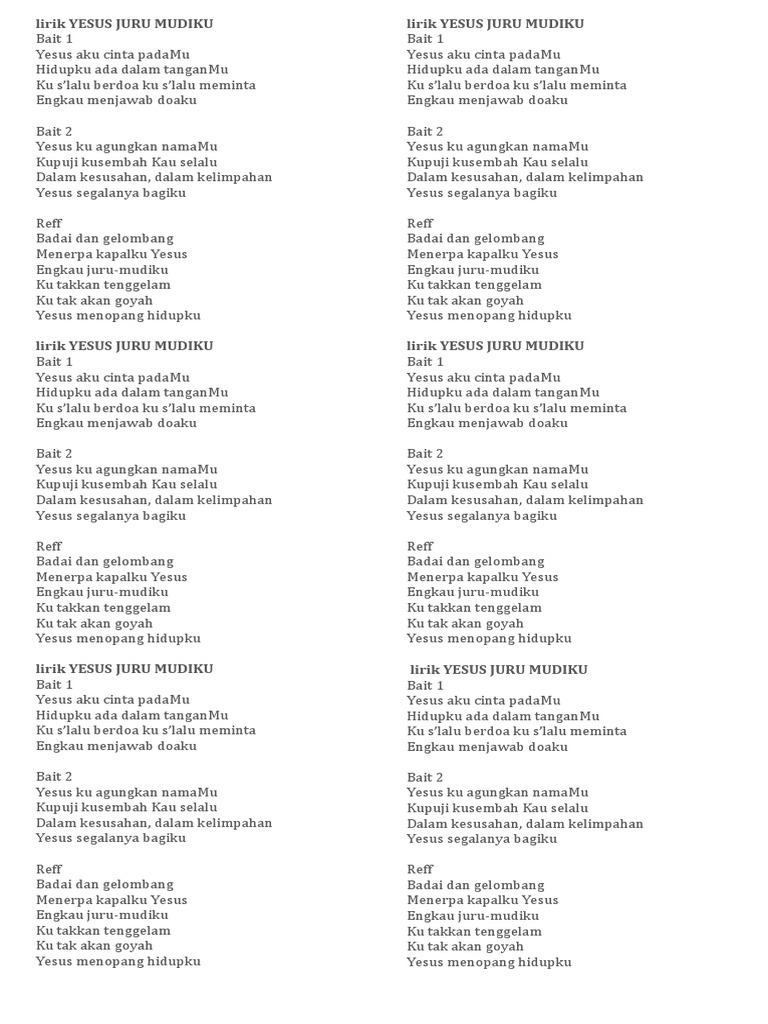 Lirik - YESUS Aku Cinta PadaMU | PDF
