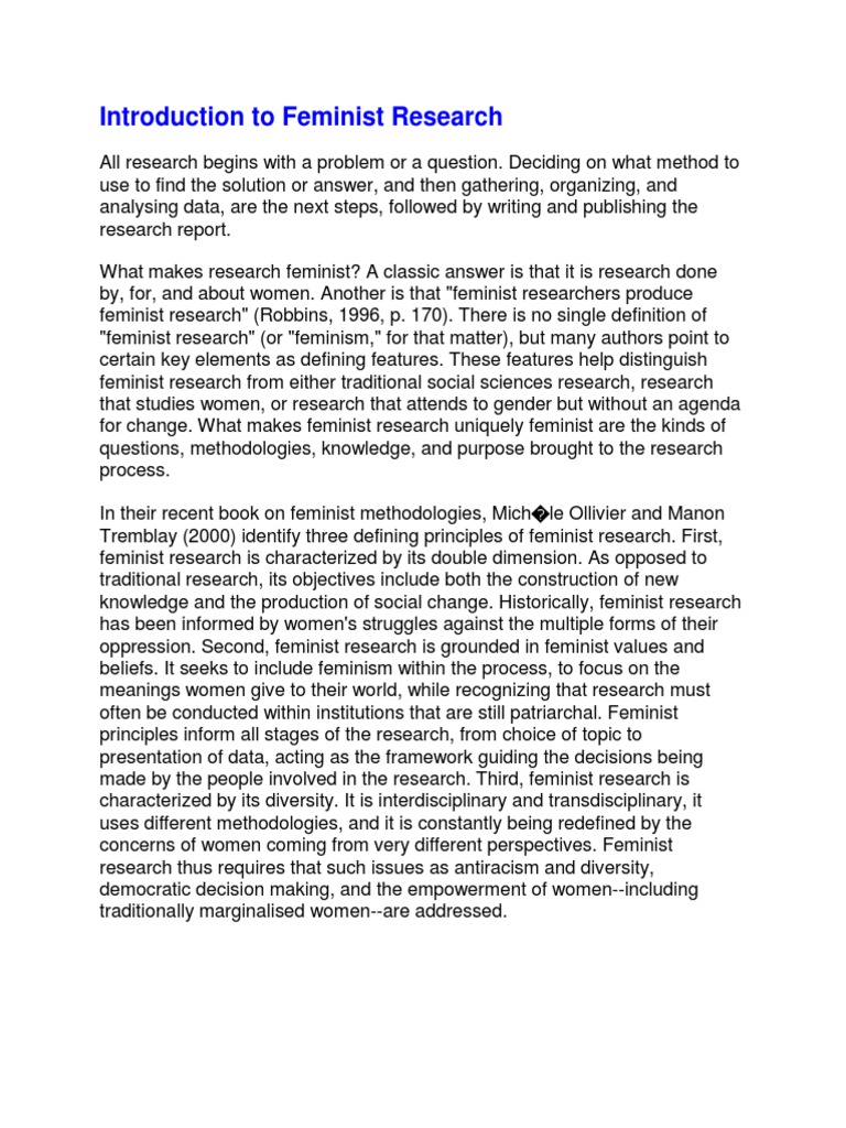 Introduction To Feminist Research | PDF | Feminism | Gender Studies