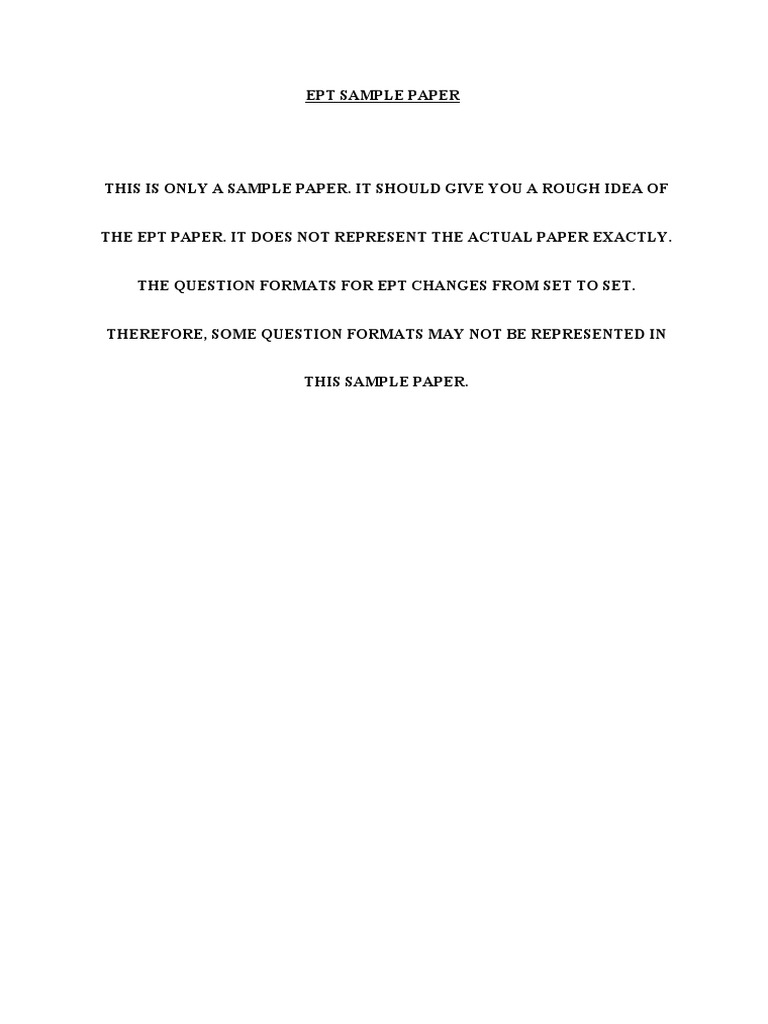 EPT Test Sample Paper Overview | PDF