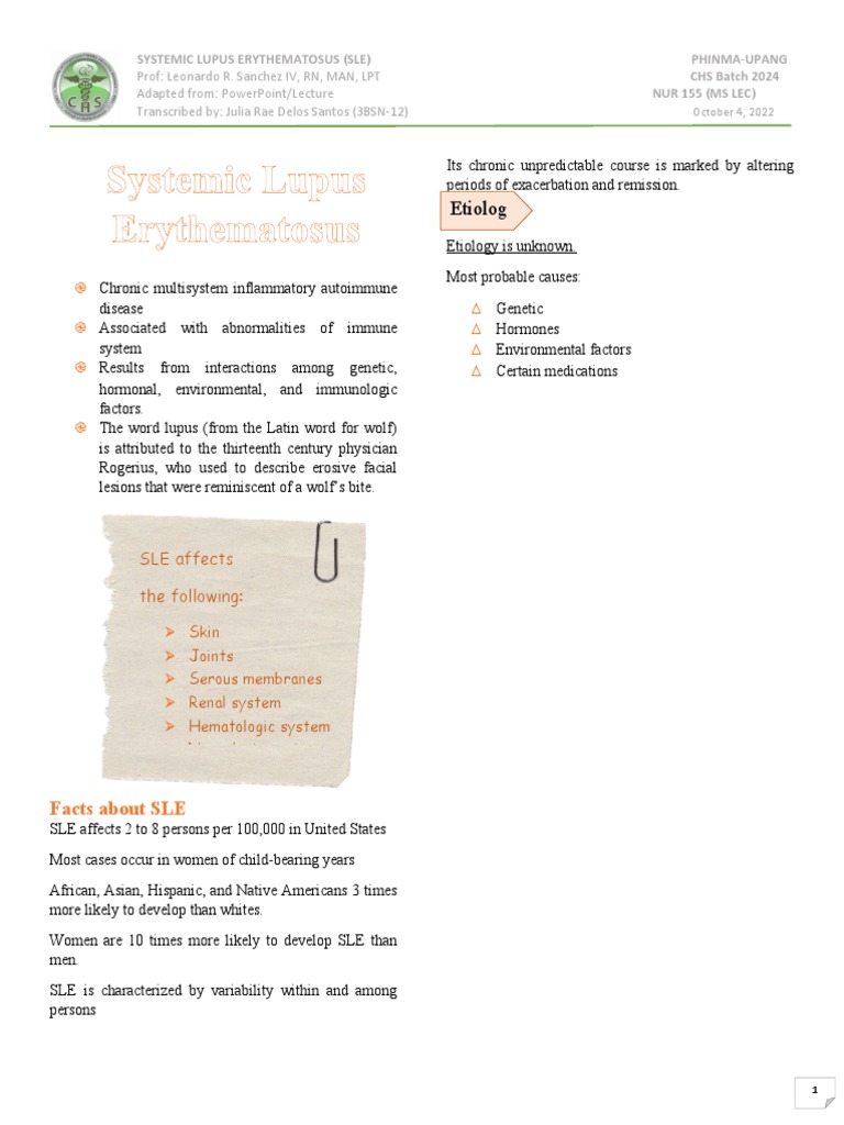 An Overview of Systemic Lupus Erythematosus: Causes, Symptoms, and ...