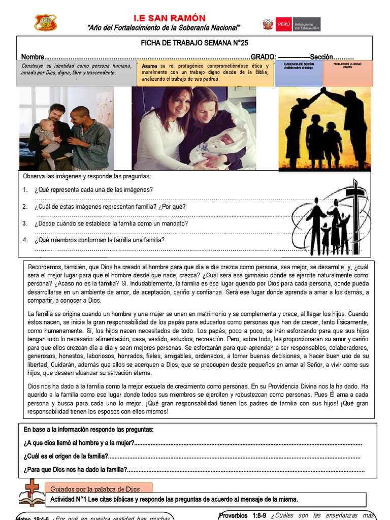 Ficha 25 La Familia El Plan de Dios | PDF | Amor
