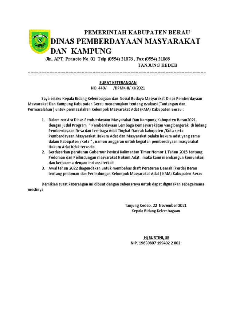Surat Keterangan MHA | PDF