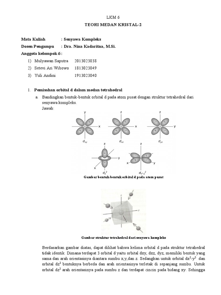 Pemisahan Orbital d dalam Medan Kristal | PDF