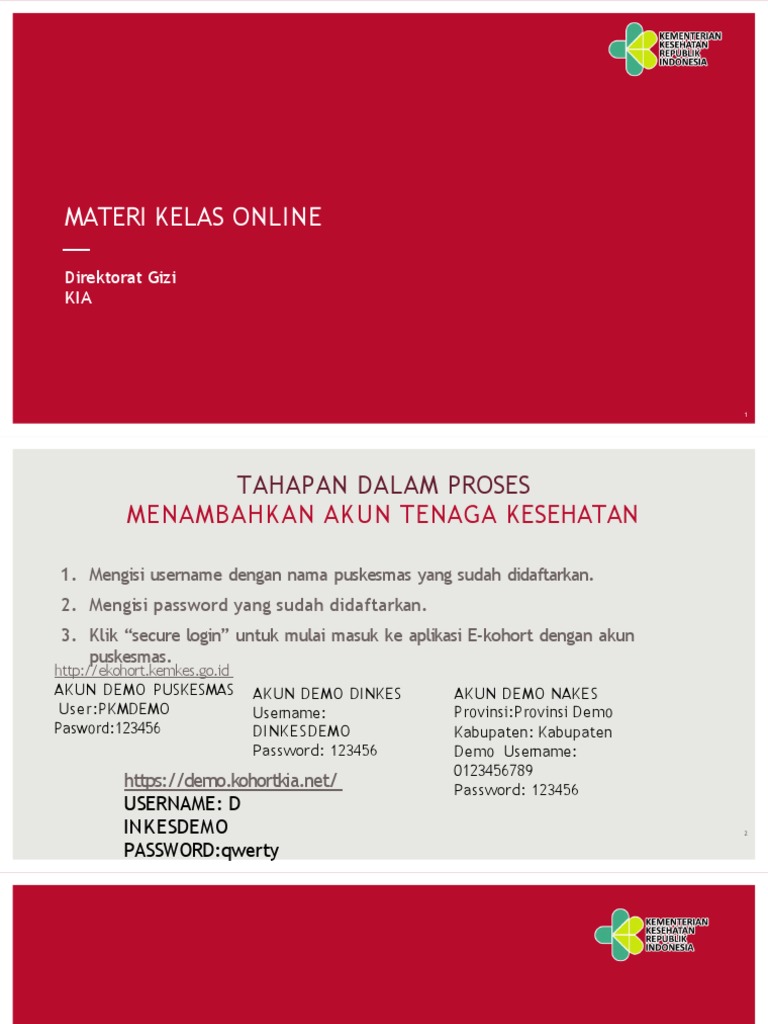 Panduan Input Data E-Kohort KIA | PDF