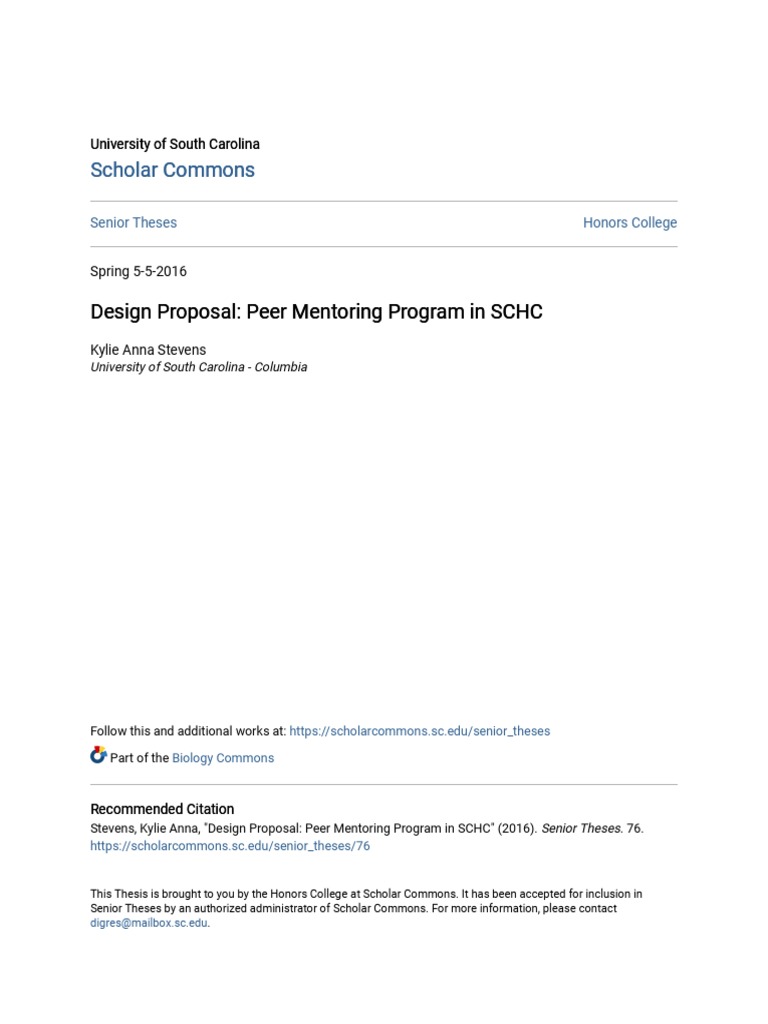 Design Proposal - Peer Mentoring Program in SCHC | PDF | Mentorship ...