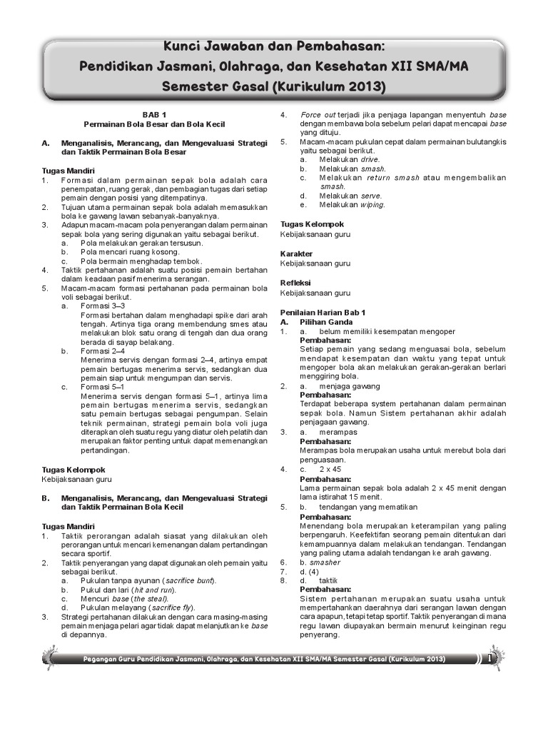 Strategi & Taktik Olahraga SMA/MA | PDF