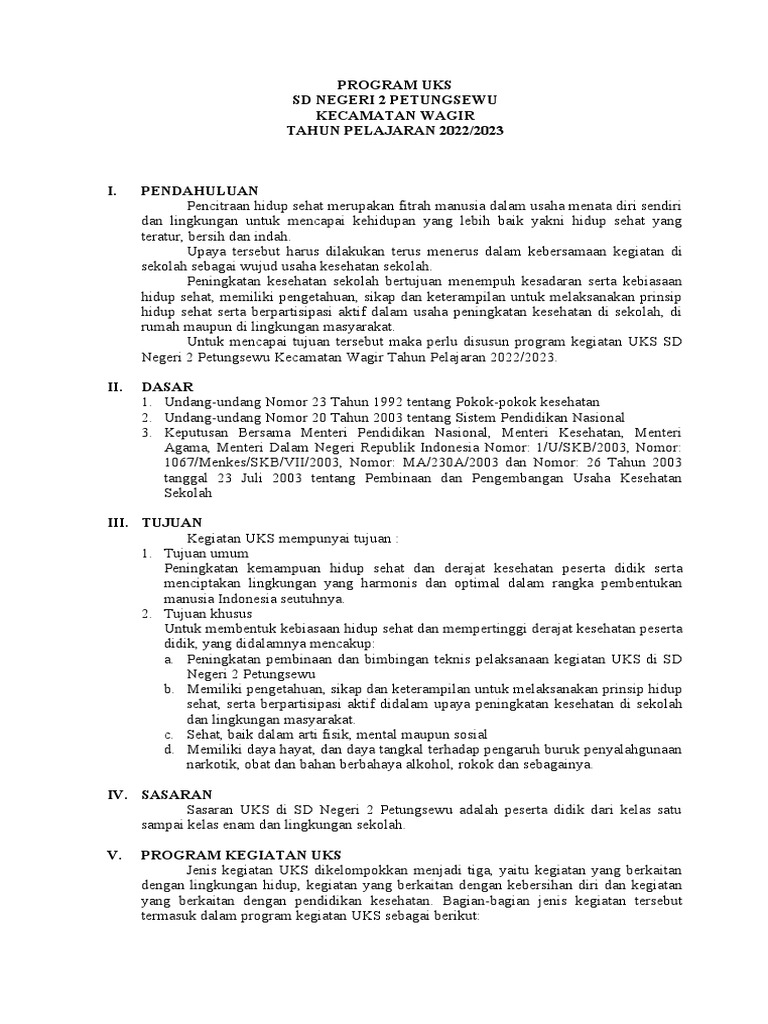 Contoh Program Uks | PDF