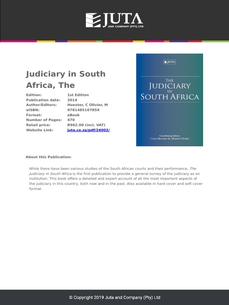 The Judiciary in South Africa Cora Hoexter | PDF