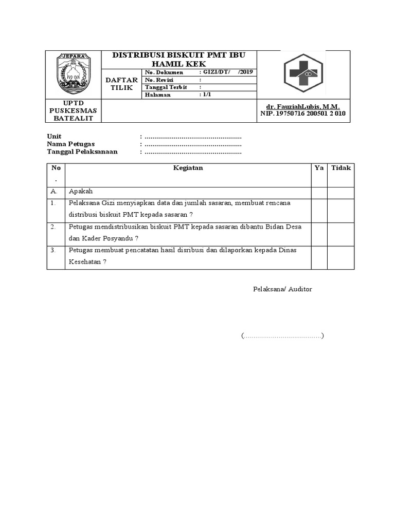 Distribusi Biskuit PMT Ibu Hamil KEK | PDF
