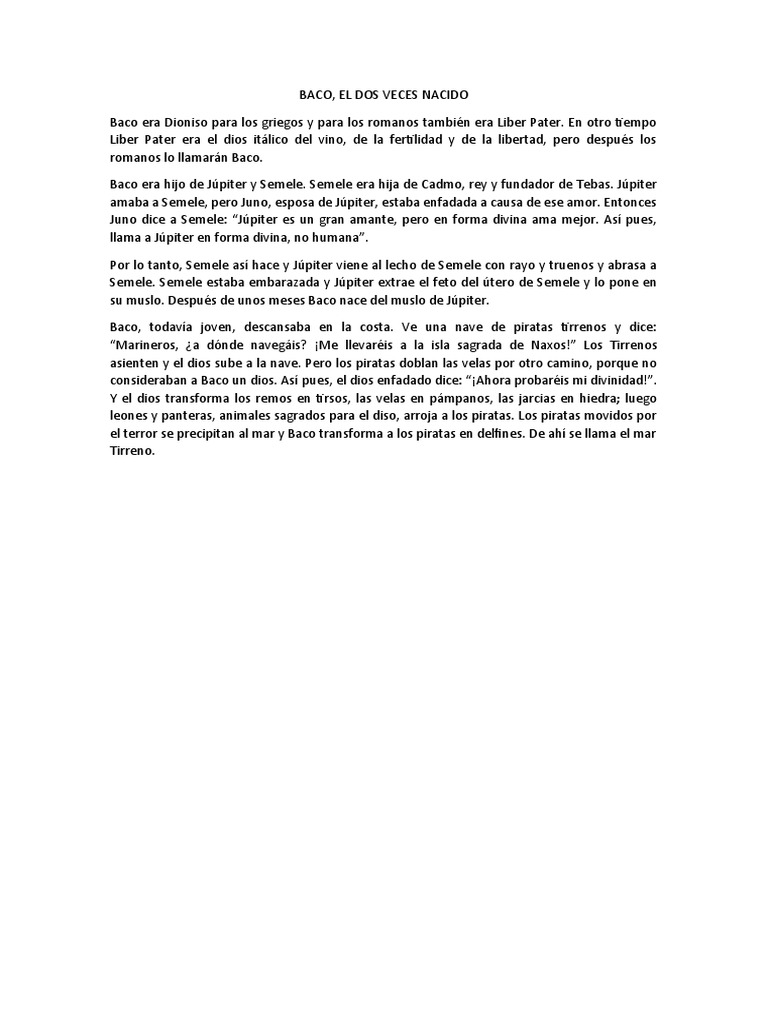 Baco: Dios del Vino y Transformaciones | PDF | Religión y espiritualidad