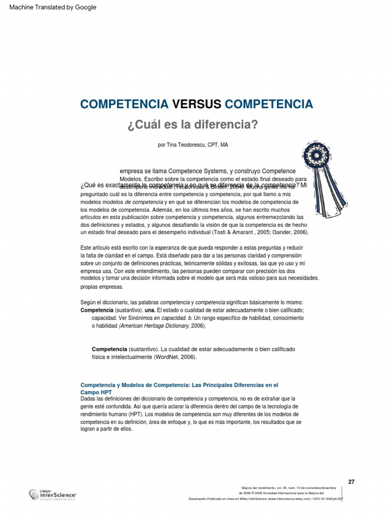Competence Versus Competency | PDF | Gestión de recursos humanos ...