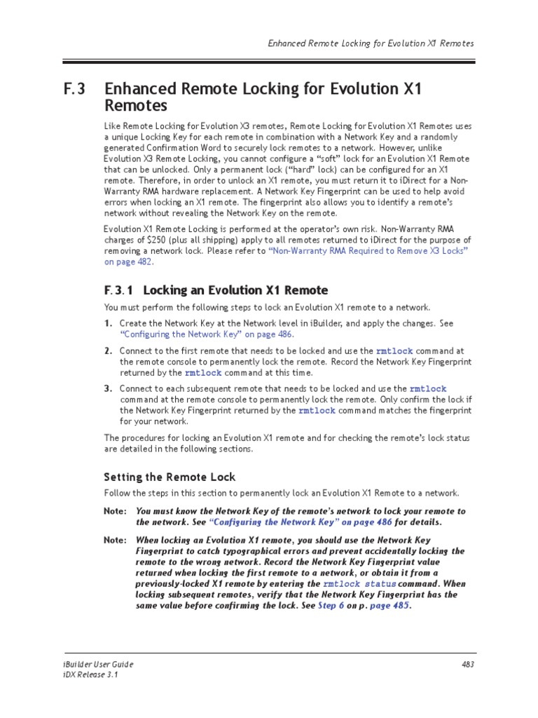 Secure Remote Locking Procedures and Requirements for Evolution X1 ...