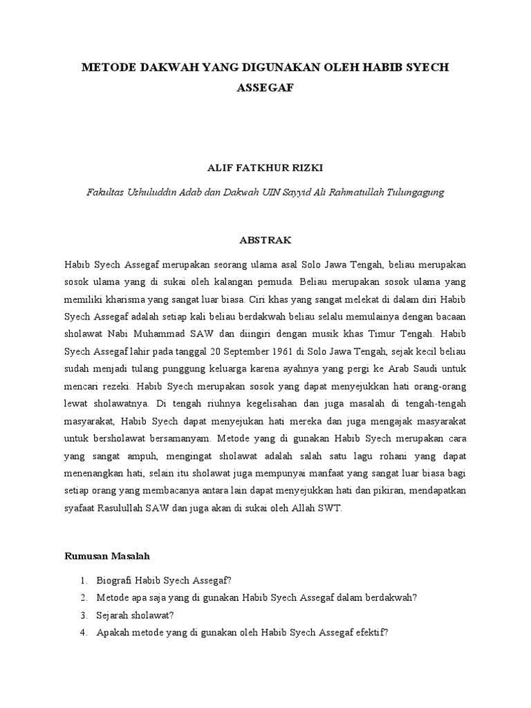 Metode Dakwah Yang Digunakan Oleh Habib Syech Assegaf: Alif Fatkhur ...