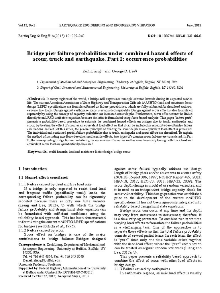 Bridge Pier Failure Probabilities Under Combined Hazard Effects of ...