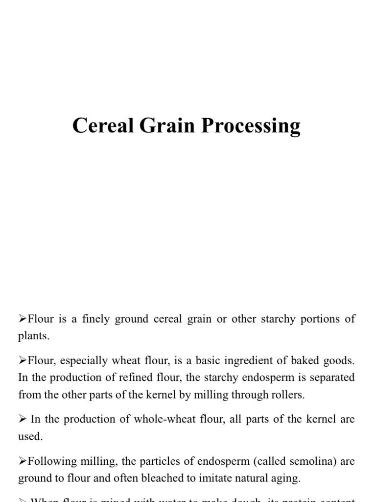 Cereal Grain Processing Class Lecture | PDF | Flour | Cereals