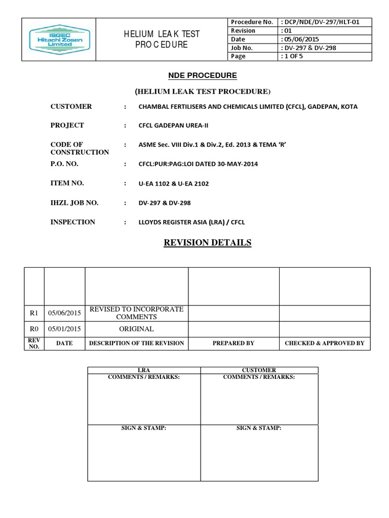 DCP Nde DV 297 HLT 01 | PDF | Leak | Calibration