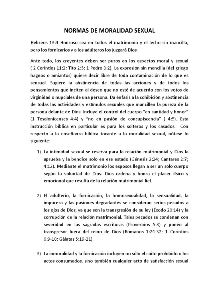 Normas de Moralidad Sexual | PDF | Lujuria | Matrimonio