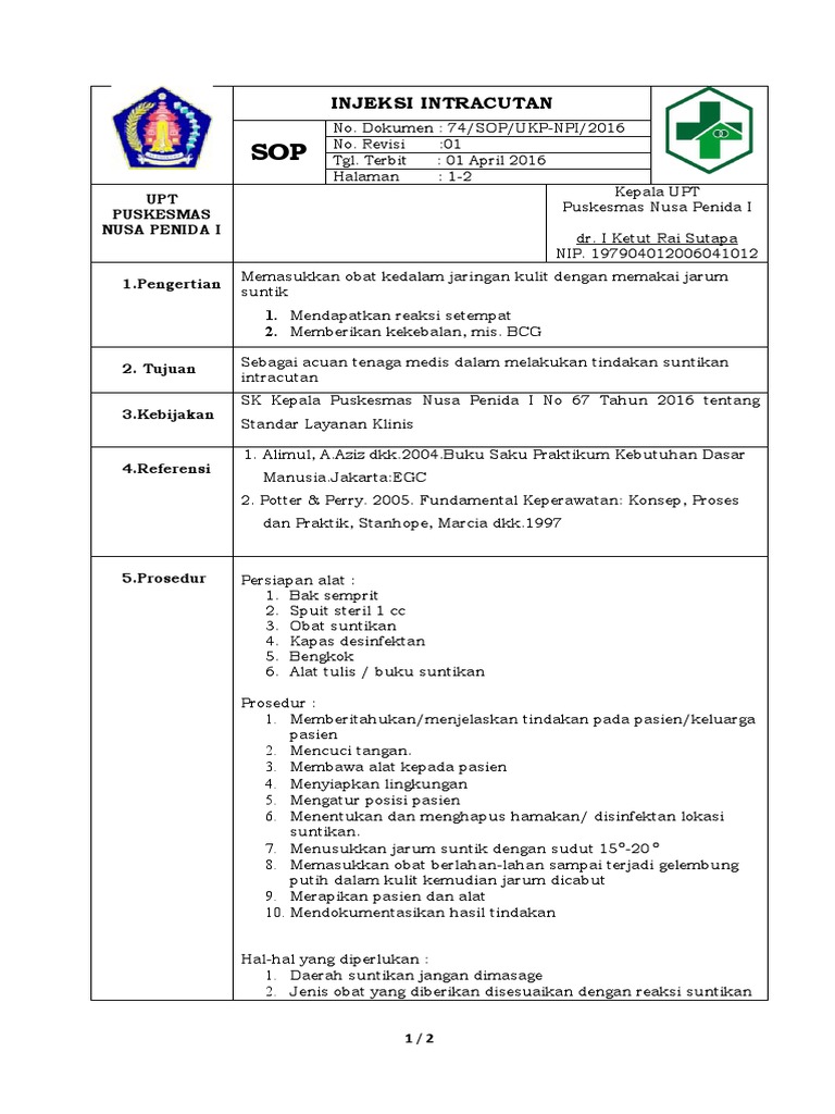 Injeksi Intracutan | PDF