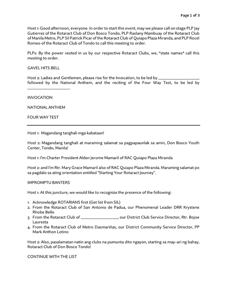 Orientation Script | PDF