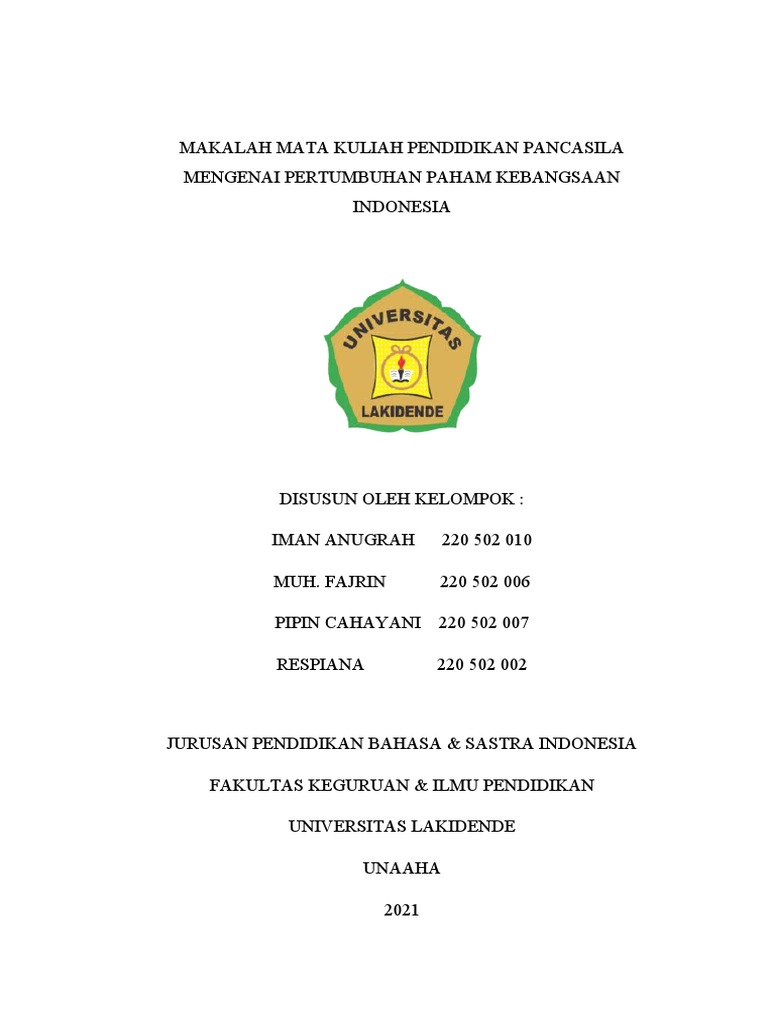 Makalah Mata Kuliah Pendidikan Pancasila Mengenai Pertumbuhan Paham ...