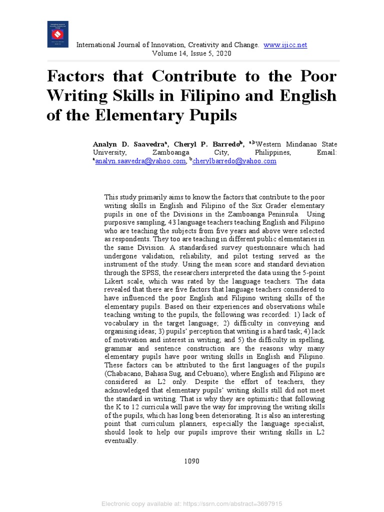 Factors Affecting Writing Skills in Pupils | PDF | Second Language ...