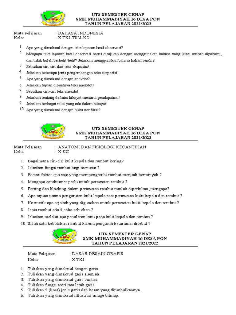 Soal Uts SMK | PDF