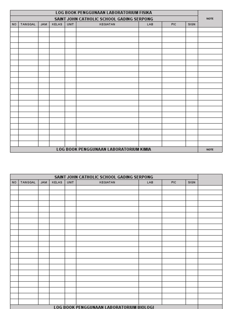 Log Book Template | PDF