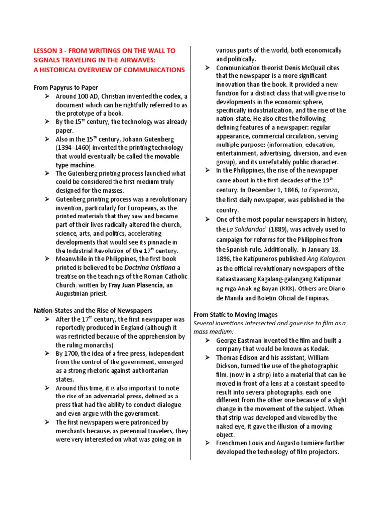 Lesson 3 From Writings On The Wall To Signals Traveling in The Airwaves ...