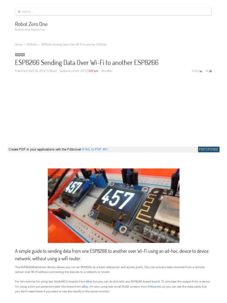 Robotzero One Sending Data Esp8266 To Esp8266 | PDF | Web Server ...