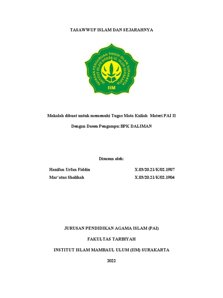 Tasawwuf Islam Dan Sejarahnya | PDF