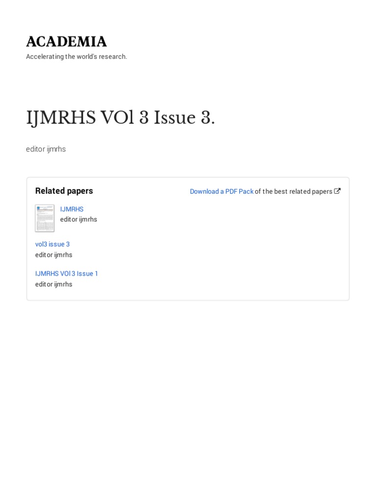 IJMRHS VOl 3 Issue 3 With Cover Page v2 | PDF | Body Mass Index | Low Back Pain