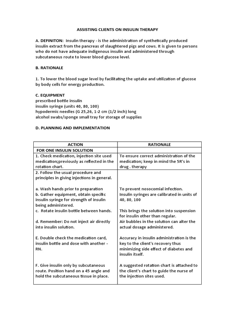Insulin Therapy Administration Guide | PDF | Insulin | Injection (Medicine)
