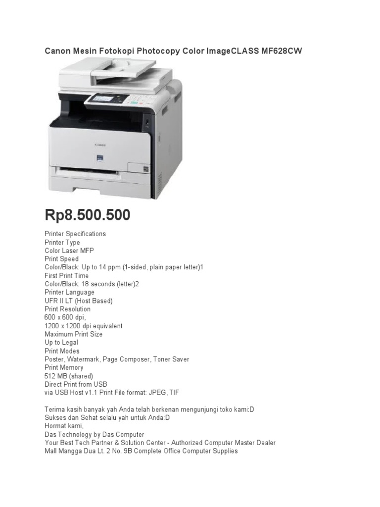 Canon Mesin Fotokopi Photocopy Color ImageCLASS MF628CW | PDF