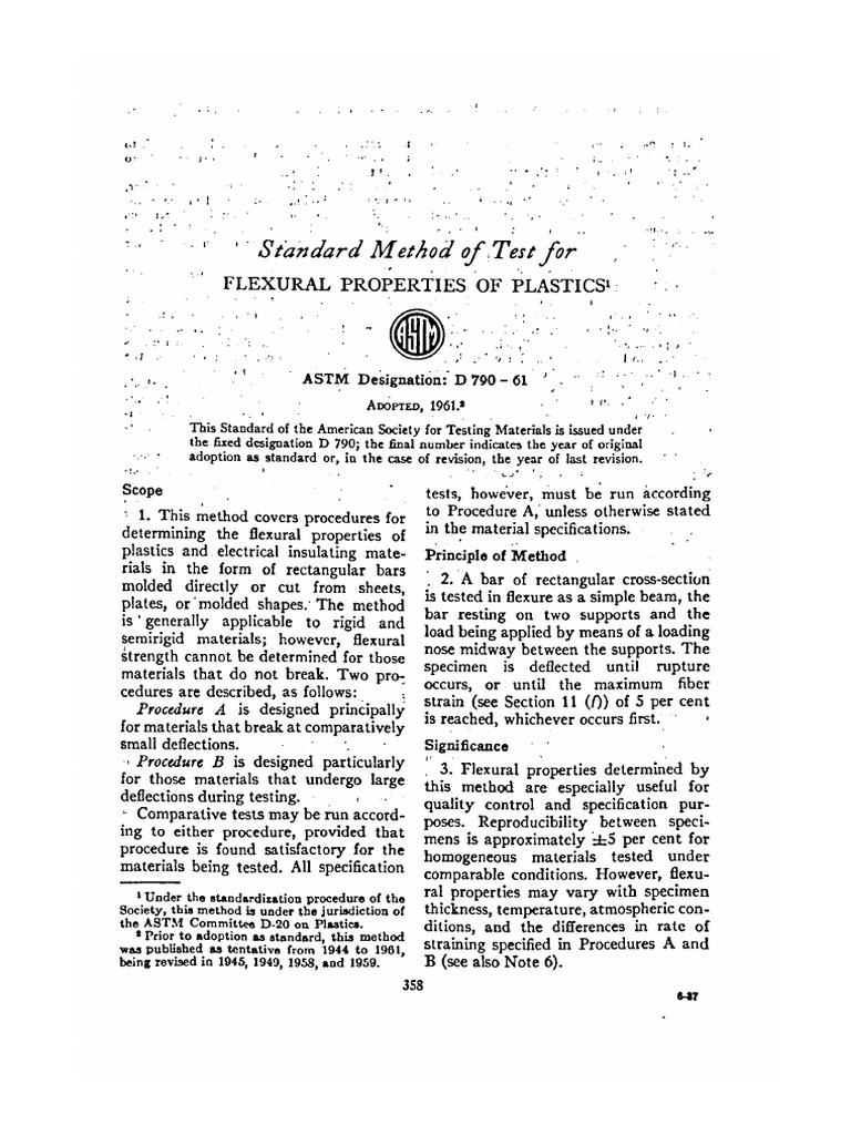 Astm D790-61 | PDF