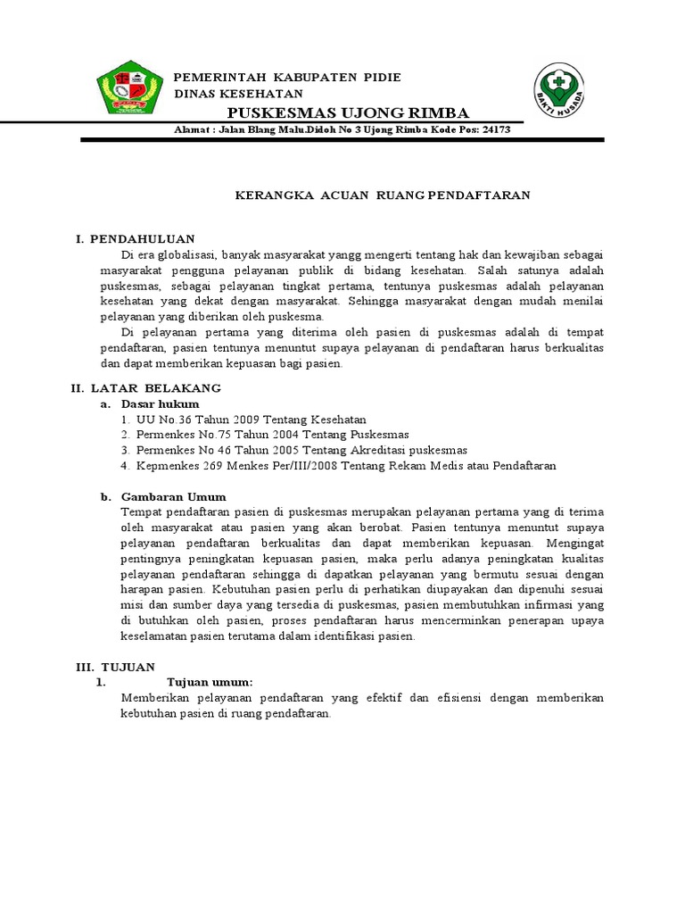 Kerangka Acuan Ruang Pendaftaran 2022 | PDF