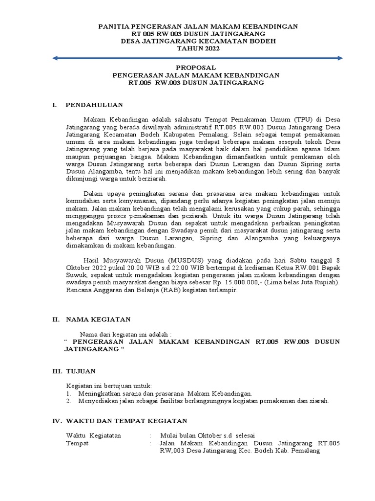 Proposal Rabat Jalan | PDF